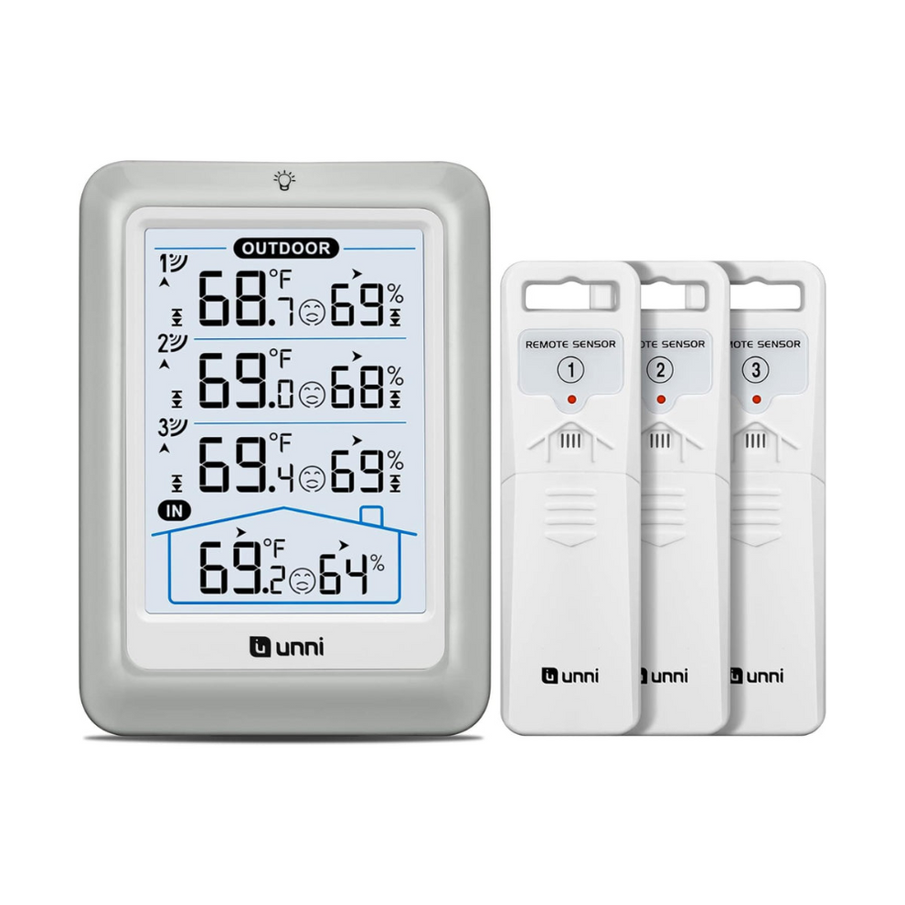 Indoor Outdoor Thermometer Wireless with 3 Sensors – Unni Technology